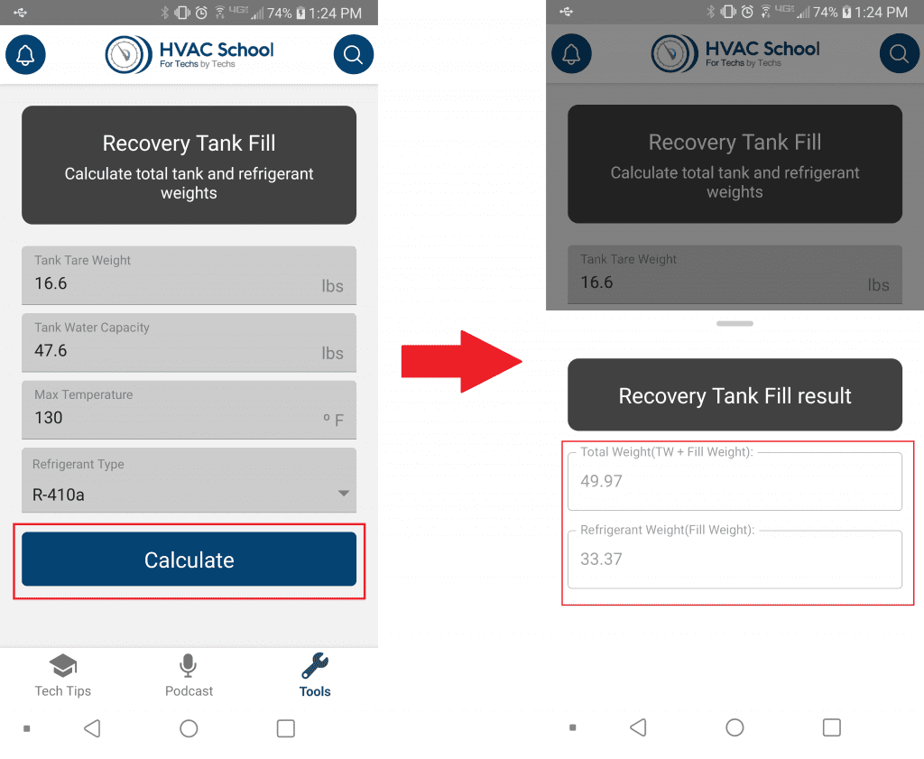 Calculate Recovery Tank Fill the Easy Way - HVAC School