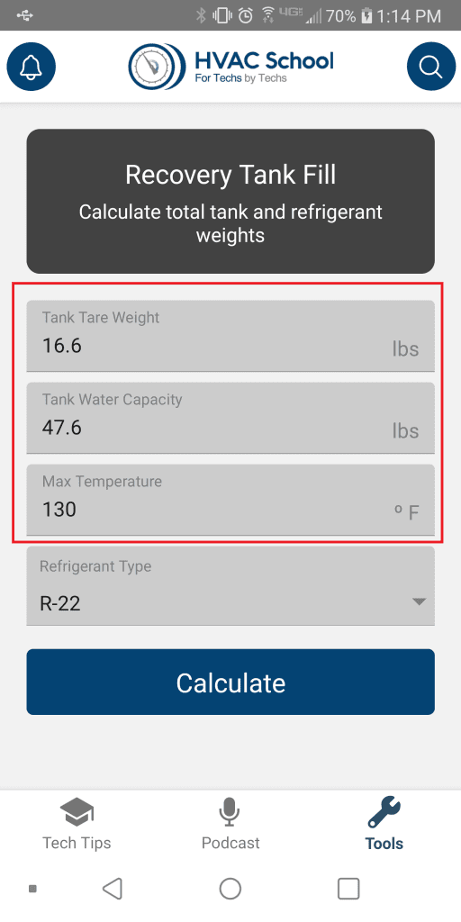 Calculate Recovery Tank Fill the Easy Way - HVAC School